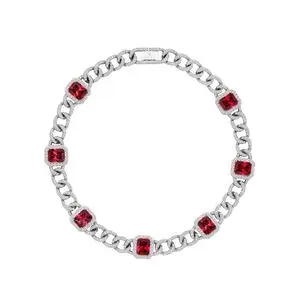 Arte Madrid Pet It On Cuban Chain Necklace Ruby - Red