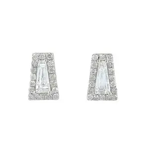 ARTISAN Diamond Trapezoid Stud Earrings In 18k Gold - White