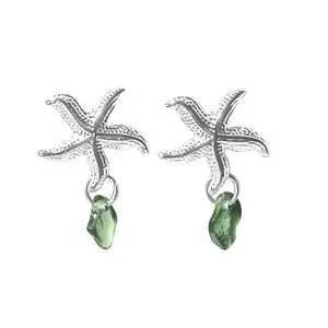 GLASSTYK Starfish Earrings Sea Glass Steel - Green