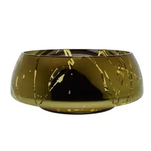 AN&ANGEL Gold / Silver Deco Jazz Splashed Amber Bowl - Gold/silver