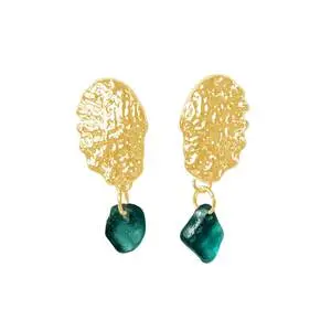GLASSTYK Sea Urchin Earrings Sea Glass - Blue