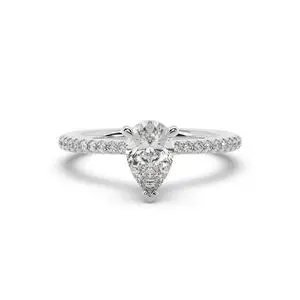 ARTISAN 14k Gold Cocktail Ring With Pear Cut Lab-grown Diamond - White
