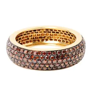 ARTISAN Brown / Gold Colored Diamond Pavé Eternity Band Ring In 14k Yellow Gold - Brown/gold