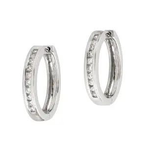 ARTISAN Diamond Hoop Earrings In 18k Gold - White
