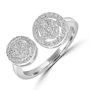 ARTISAN Double Circle Diamond Open Ring In 18k Gold - White