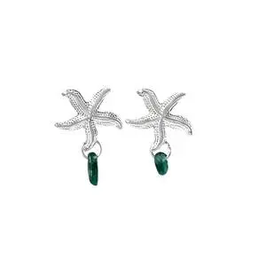 GLASSTYK Starfish Erraings Sea Glass Steel - Blue