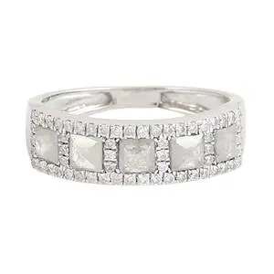 ARTISAN Rose Cut Ice Diamond Band Ring In 18k Gold - White