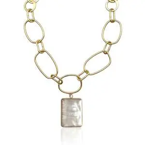 RARE MATTERS JEWELRY White / Gold Mother Of Pearl Statement Necklace - White/gold