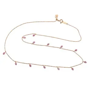 ARTISAN Rose Gold / Pink Pink Sapphire Drop Station Necklace In 18k Rose Gold - Rose Gold/pink