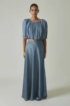 HEIRLOME Antonia Silk Satin Maxi Skirt Dresden Blue
