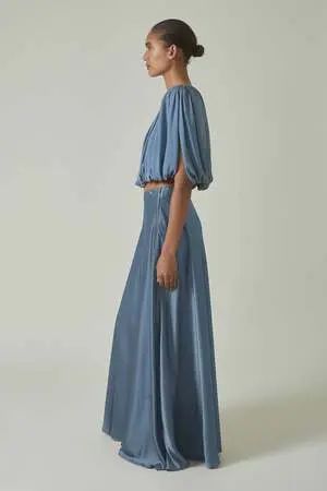 HEIRLOME Antonia Silk Satin Maxi Skirt - Dresden Blue
