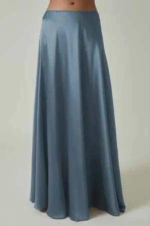 HEIRLOME Antonia Silk Satin Maxi Skirt - Dresden Blue