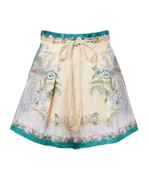 Zimmermann Printed Linen Shorts - Nude