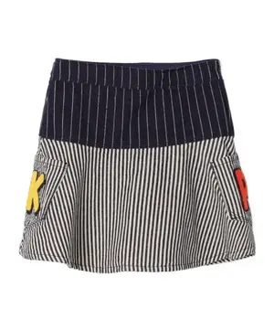 Kenzo Panelled Striped Washed Denim Skirt