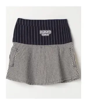 Kenzo Panelled Striped Washed Denim Skirt