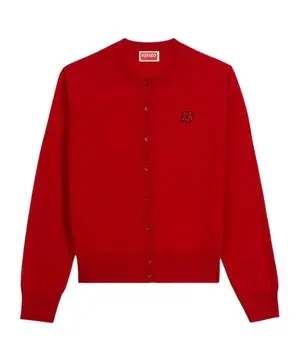 Kenzo Boke Flower' Embroidered Cardigan In Merino Wool - Red