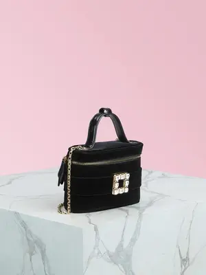 ROGER VIVIER Vanity Strass Buckle Micro Tote Bag