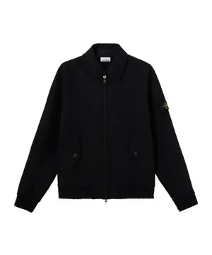 Stone Island Logo Patch Zip-up Jacket - Black