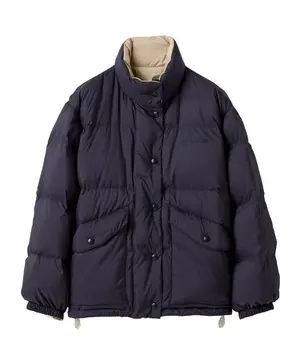 Miu Miu Reversible Technical Pongé Down Jacket - Beige/blue