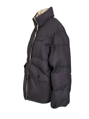 Miu Miu Reversible Technical Pongé Down Jacket - Beige/blue