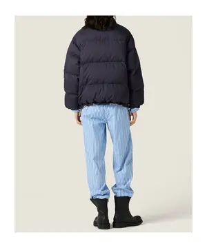 Miu Miu Reversible Technical Pongé Down Jacket - Beige/blue