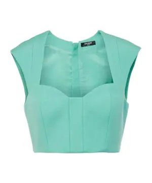 Balmain Wool Crop Top - Green