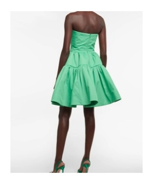 Oscar De La Renta Strapless Cotton Poplin Tiered Mini Dress