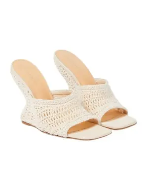 Magda Butrym Crochet Wedge Sandals - Nude