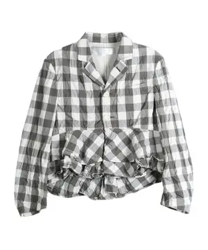 Comme Des Garçons Gingham-check Ruffled Jacket