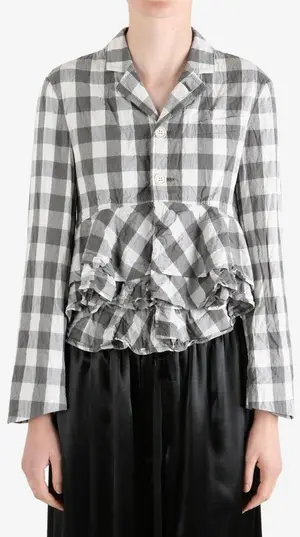 Comme Des Garçons Gingham-check Ruffled Jacket