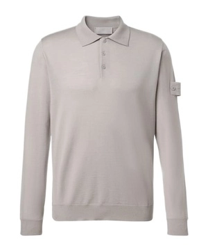 Stone Island Compass Virgin Wool Polo Shirt - Gray