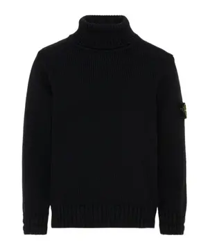 Stone Island Turtleneck Knit Top - Black