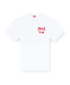 DIESEL® Cotton T-shirt With Flock Graphic - White