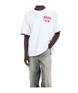 DIESEL® Cotton T-shirt With Flock Graphic