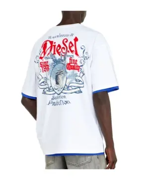 DIESEL® Cotton T-shirt With Flock Graphic