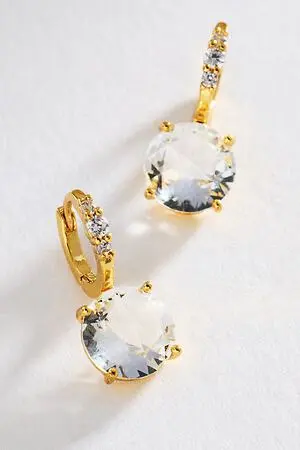 Anthropologie Gemstone Huggie Hoop Earrgs Clear