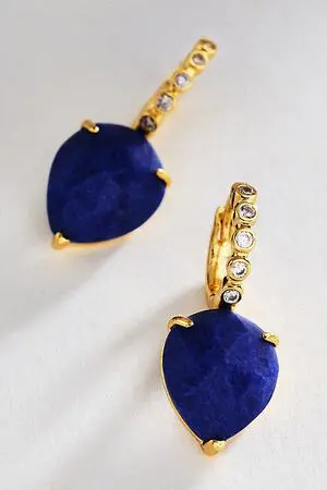ANTHROPOLOGIE Gemstone Huggie Hoop Earrgs
