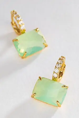 Anthropologie Gemstone Huggie Hoop Earrgs Mint