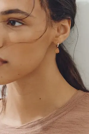 Anthropologie Gemstone Huggie Hoop Earrings - Peach