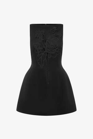 LEO LIN Ali Appliqué Boat Neck Mini Dress