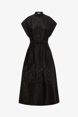 LEO LIN Aubrey Appliqué Shirt Midi Dress