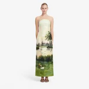 LEO LIN Ava Jacquard Bustier Maxi Dress - Serene Print