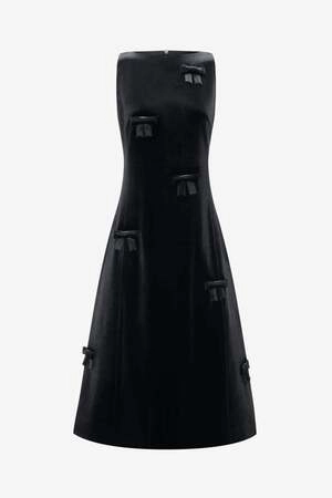 LEO LIN Cleo Velvet Bow Sleeveless Midi Dress