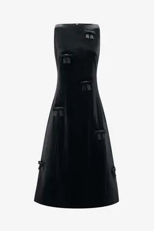 LEO LIN Cleo Velvet Bow Sleeveless Midi Dress - Ebony