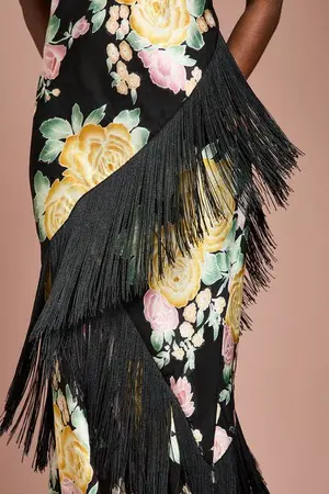 Coast Strappy Floral Fringe Maxi Dress