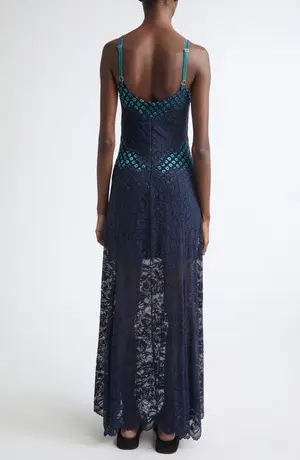 Rabanne Embroidered Stretch Lace Maxi Dress