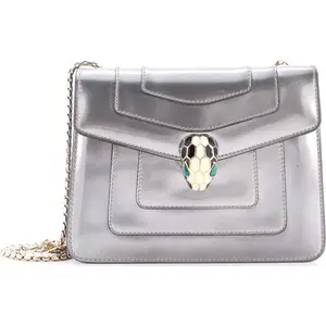BVLGARI Serpenti Forever Square Shoulder Bag Metallic Leather Small - Metallic Silver