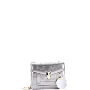BVLGARI Serpenti Forever Square Shoulder Bag Metallic Leather Small