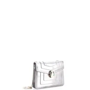 BVLGARI Serpenti Forever Square Shoulder Bag Metallic Leather Small