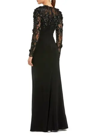 Mac Duggal Petite Jersey Long Sleeve Fitted Gown